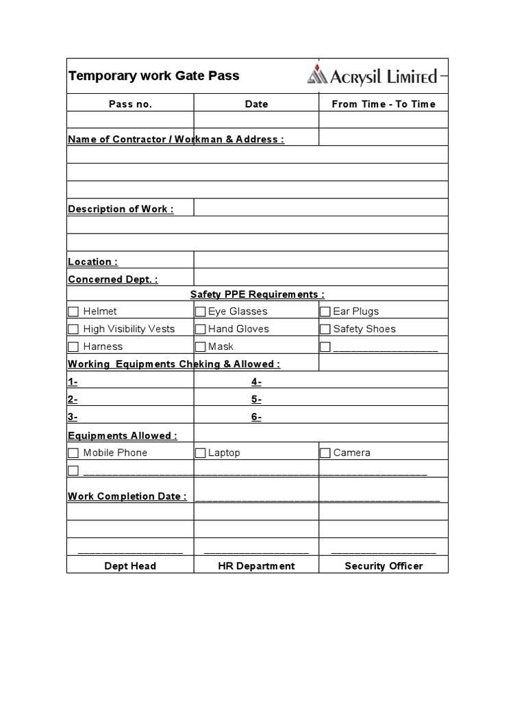 Temporary Gate Pass | PDF
