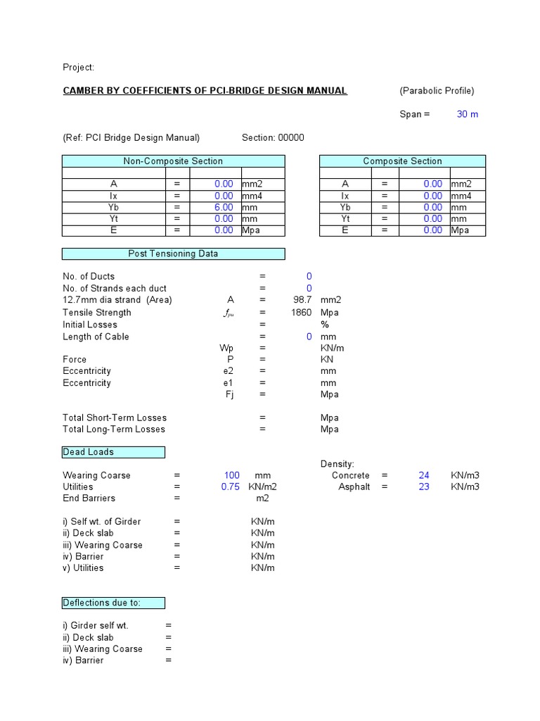 Camber by Coefficients of Pci-Bridge Design Manual | PDF | Building ...