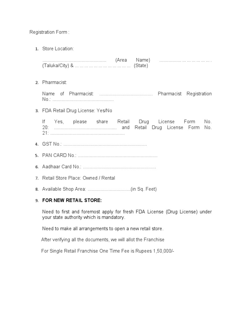 Franchise Registration Form | PDF