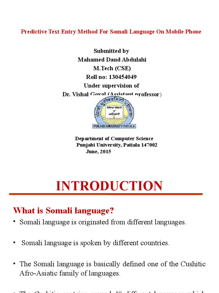 Predictive Text Entry Method For Somali Language On Mobile Phone | PDF ...