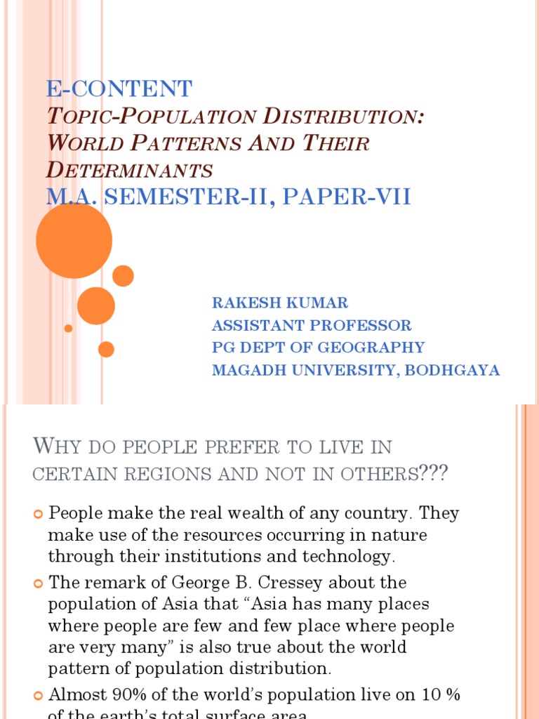 Patterns of World Population Distribution and Its Determinants | PDF ...