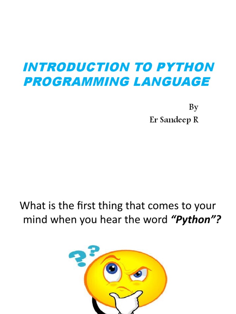 Introduction To Python Programming Language By Er Sandeep R Pdf Python Programming