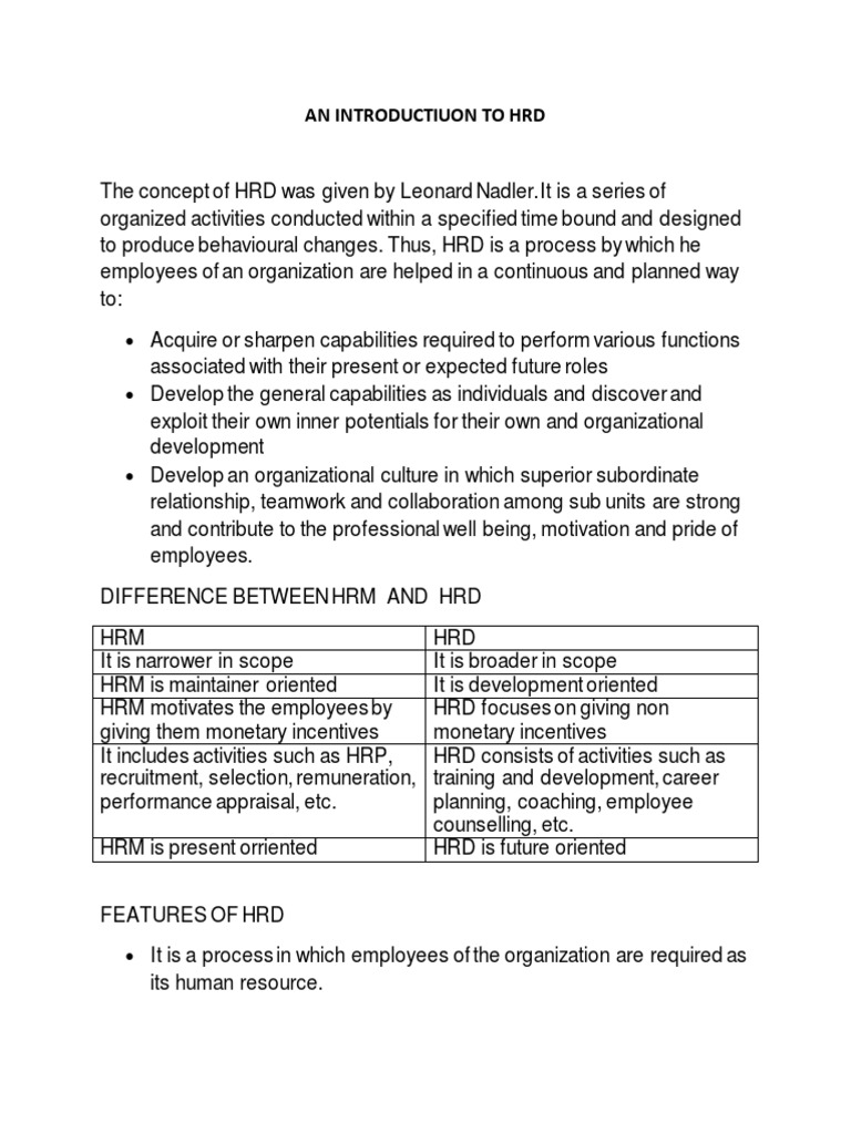 HRD - Notes Human Resource Development | PDF | Competence (Human ...