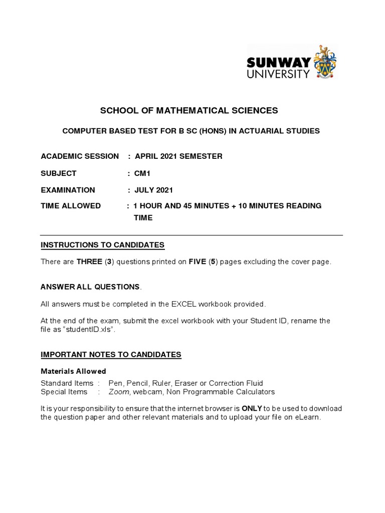 CM1_Questions_July 2021_FINAL | PDF | Internal Rate Of Return | Interest