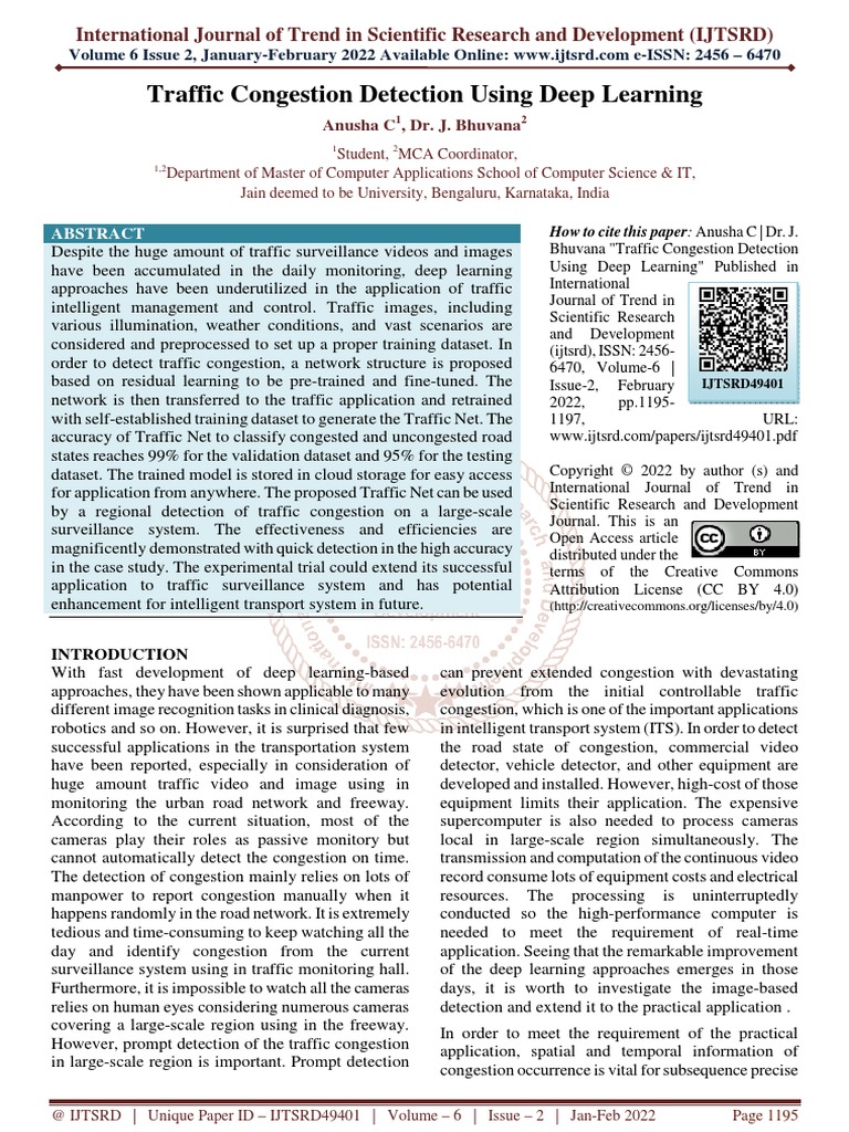 Traffic Congestion Detection Using Deep Learning Pdf Deep Learning Machine Learning