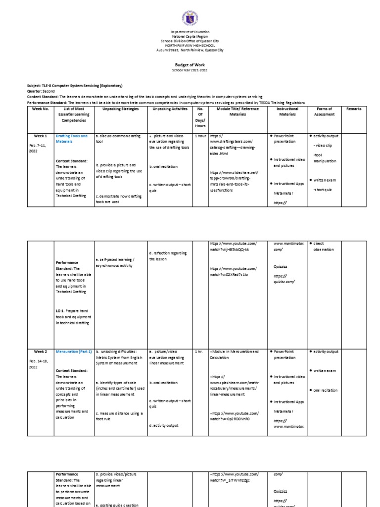 BOW TLE Grade - 8 - Q3 Technical Drawing EXPLOv.1 | PDF | Learning | Measurement