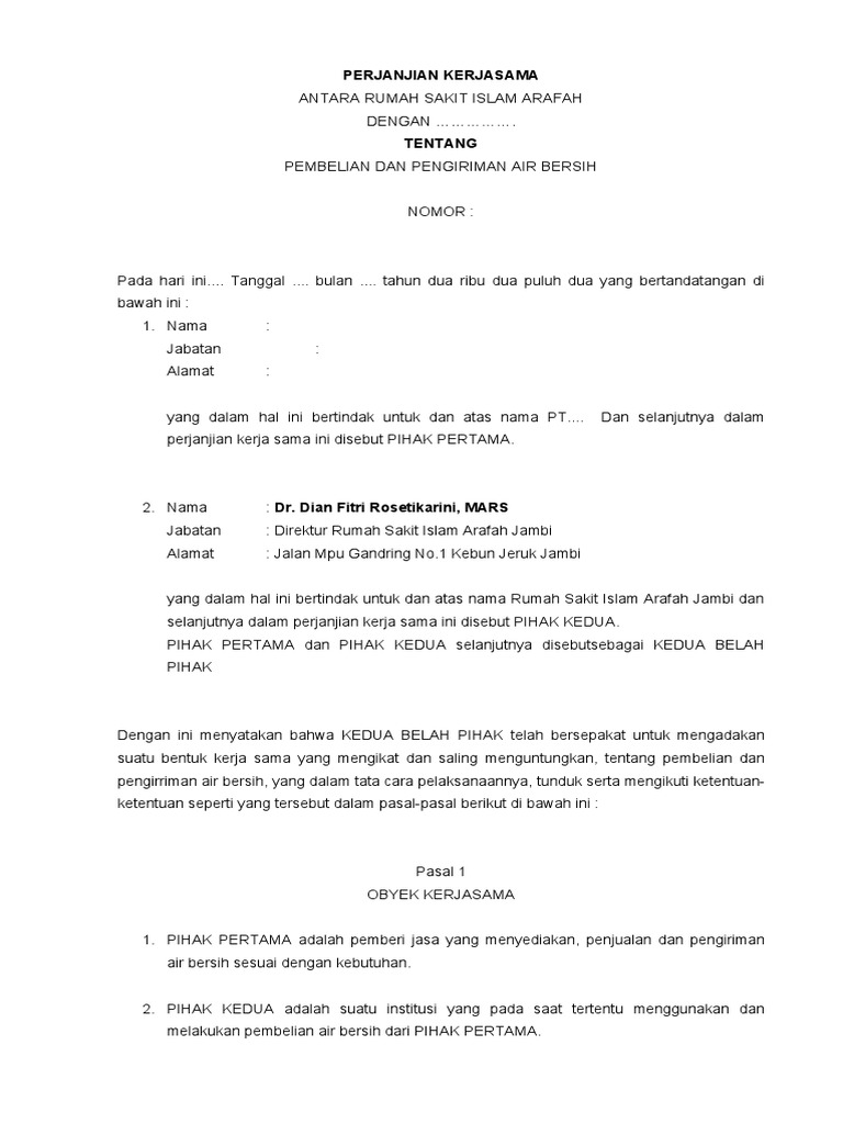 Contoh Mou Air Bersih | PDF