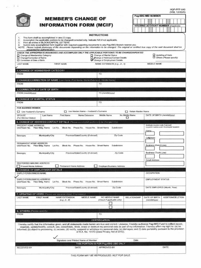 Pag-IBIG MCIF Form Instructions 2025 | PDF