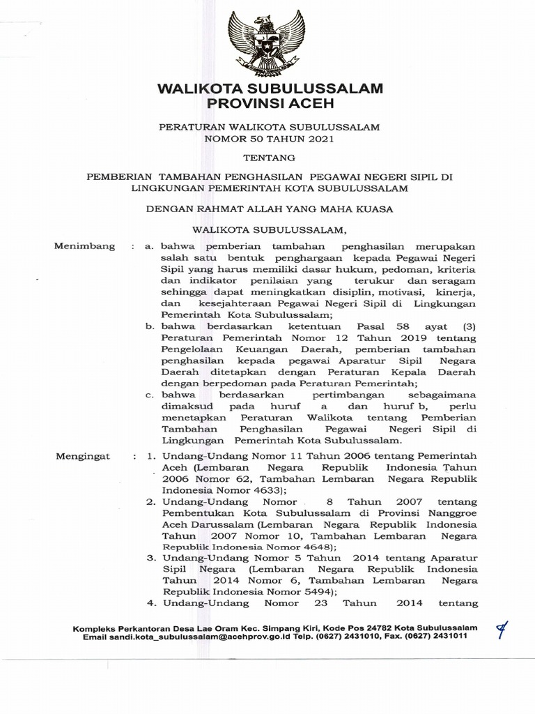 Perwal TPP No 50 Tahun 2021 | PDF