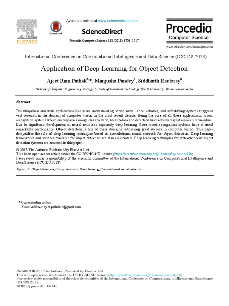 Application of Deep Learning For Object Detection | Download Free PDF ...