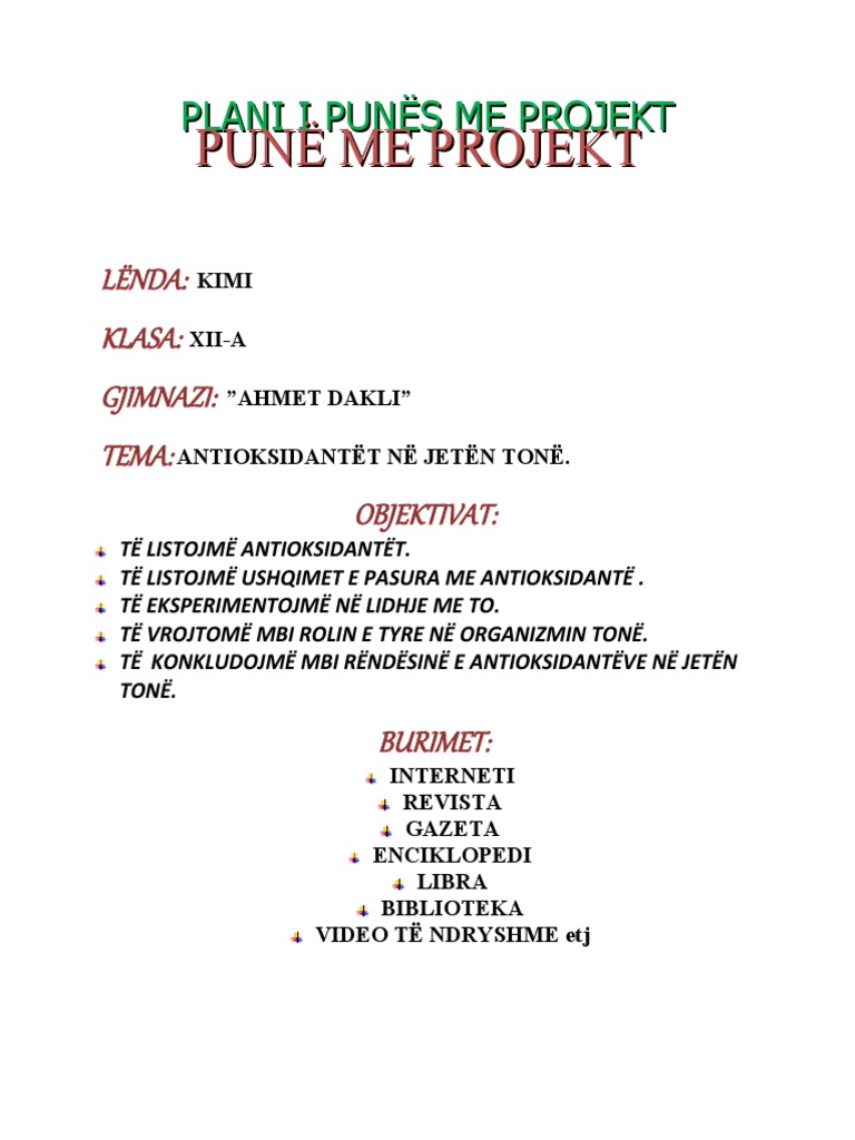 Plan Projekt Kimia | PDF