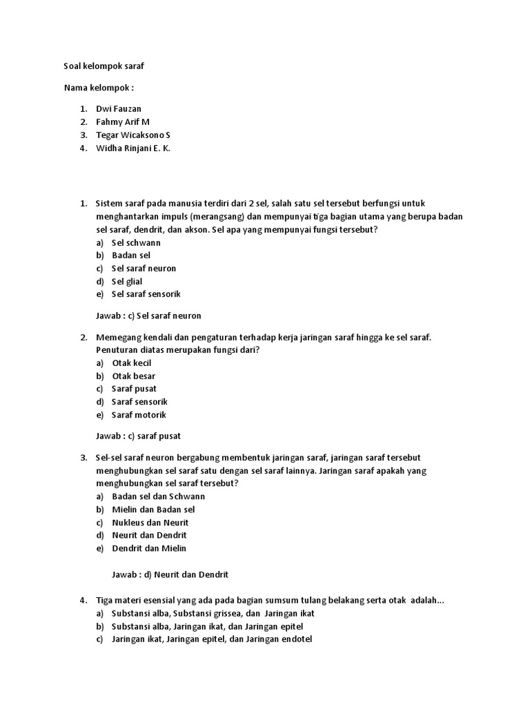Soal Kel Saraf | PDF