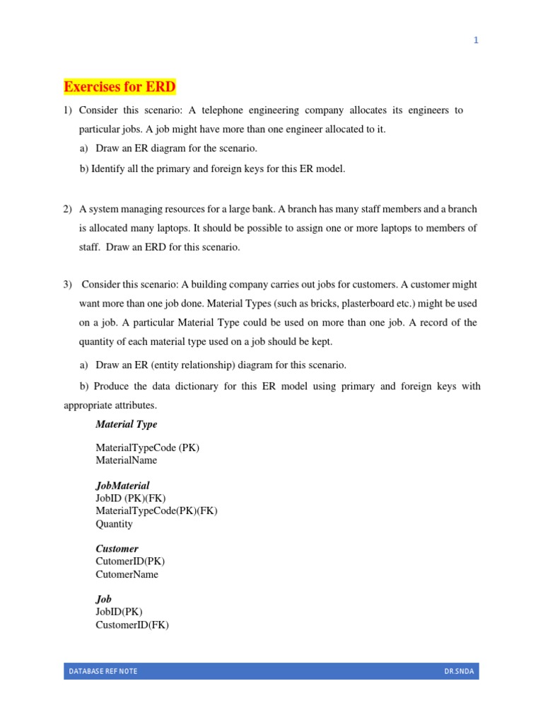 Exercises For ERD: Material Type | PDF | Data Management | Information ...