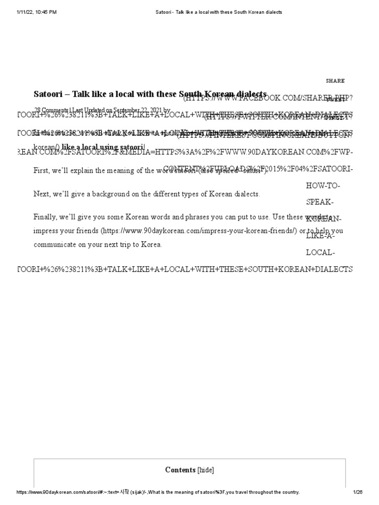 Satoori - Talk Like A Local With These South Korean Dialects | PDF ...