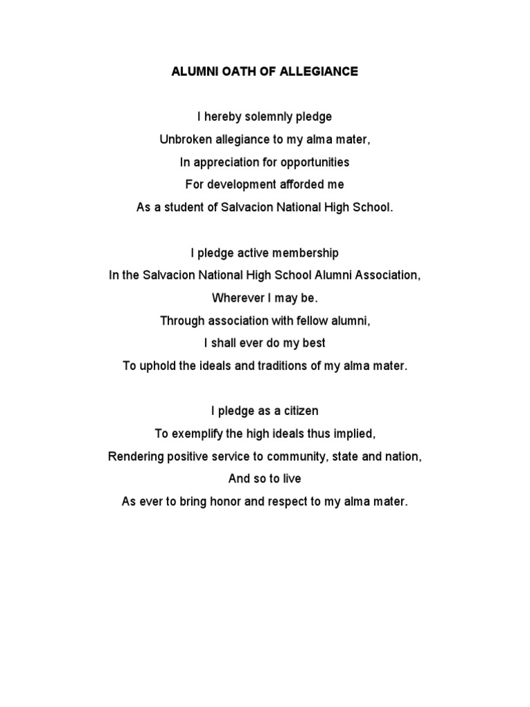 Alumni Oath of Allegiance Pledge | PDF