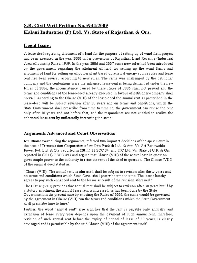 S.B. Civil Writ Petition No.5944/2009 Kalani Industries (P) Ltd. vs ...