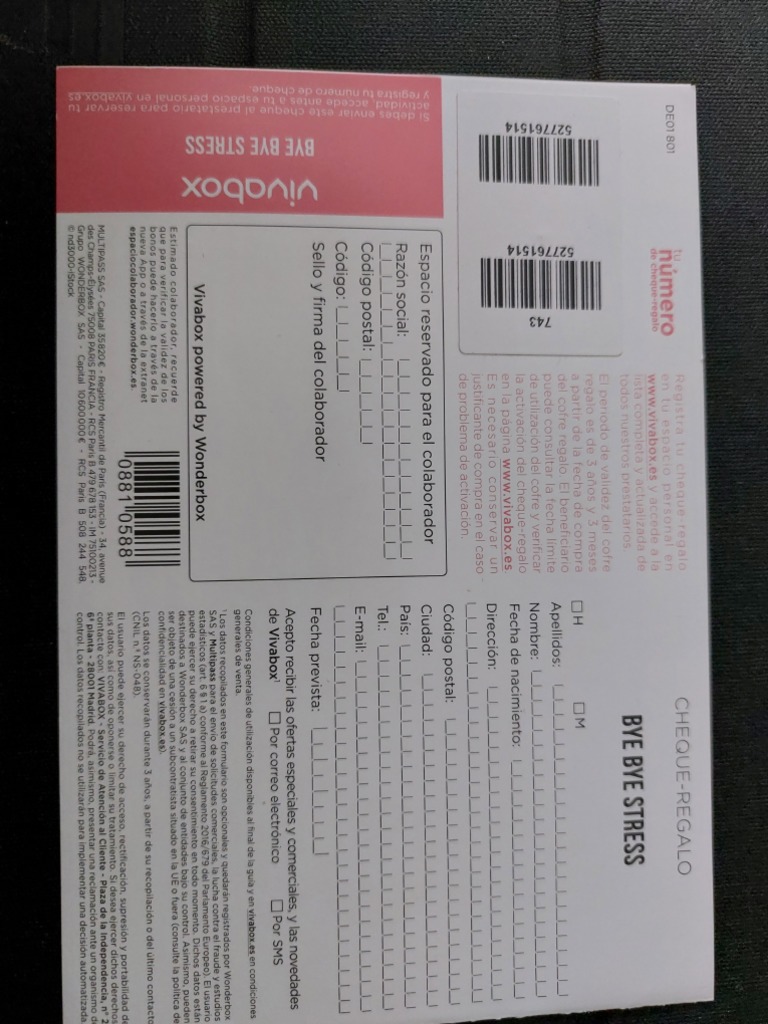 Cheque Wonderbox | PDF