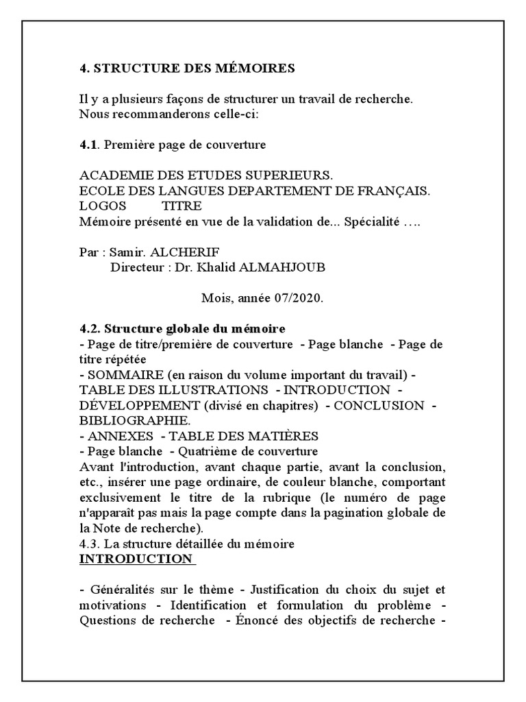 Structure et rédaction d'un mémoire académique | PDF | Motivation ...