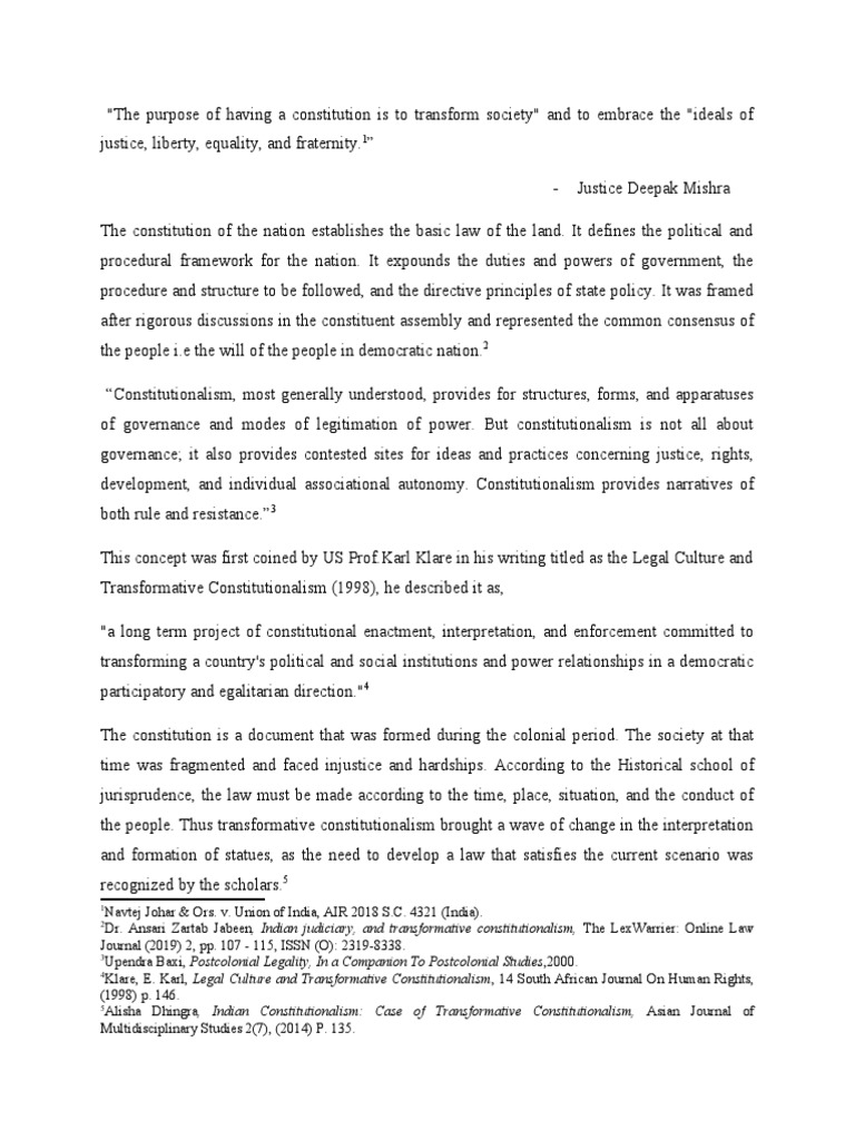 Transformative Constitutionalism | PDF | Supreme Court Of India ...