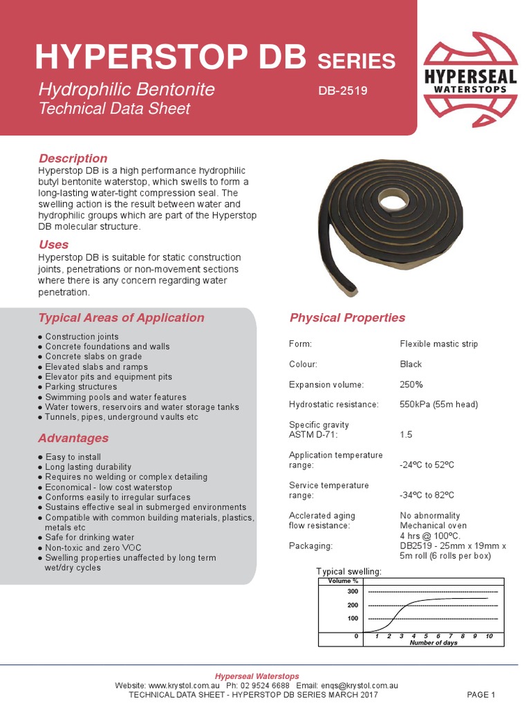 Hyperstop DB Waterstop Overview | PDF | Concrete | Water