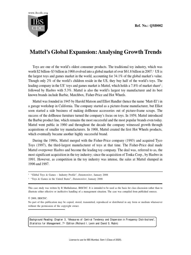 Mattel's Global Expansion Analysing Growth Trends | PDF | Toy Brands | Toys