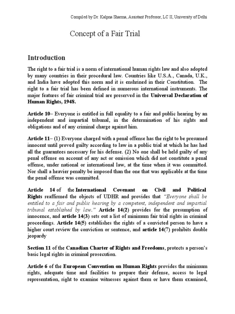Concept of A Fair Trial | PDF | Right To A Fair Trial | Bail