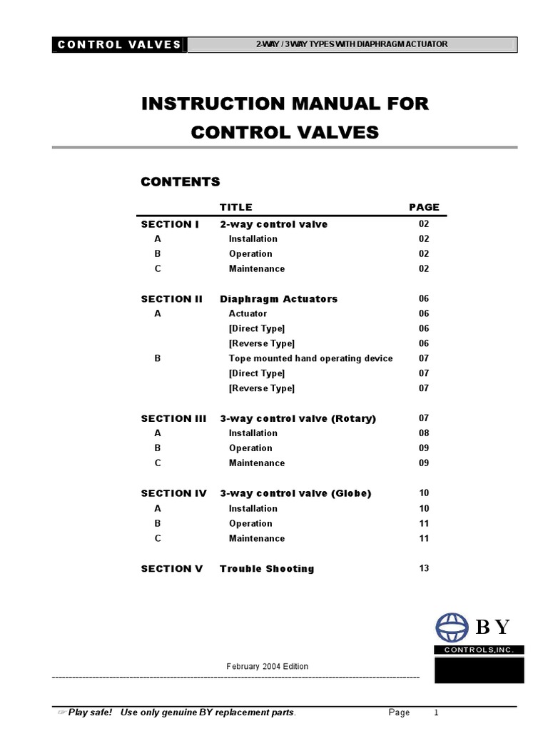 Instruction Manual For Control Valves | PDF | Valve | Actuator