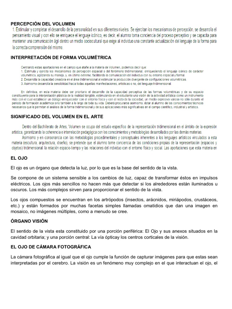 Percepción del Volumen en el Arte | PDF | Percepción visual | Ojo humano