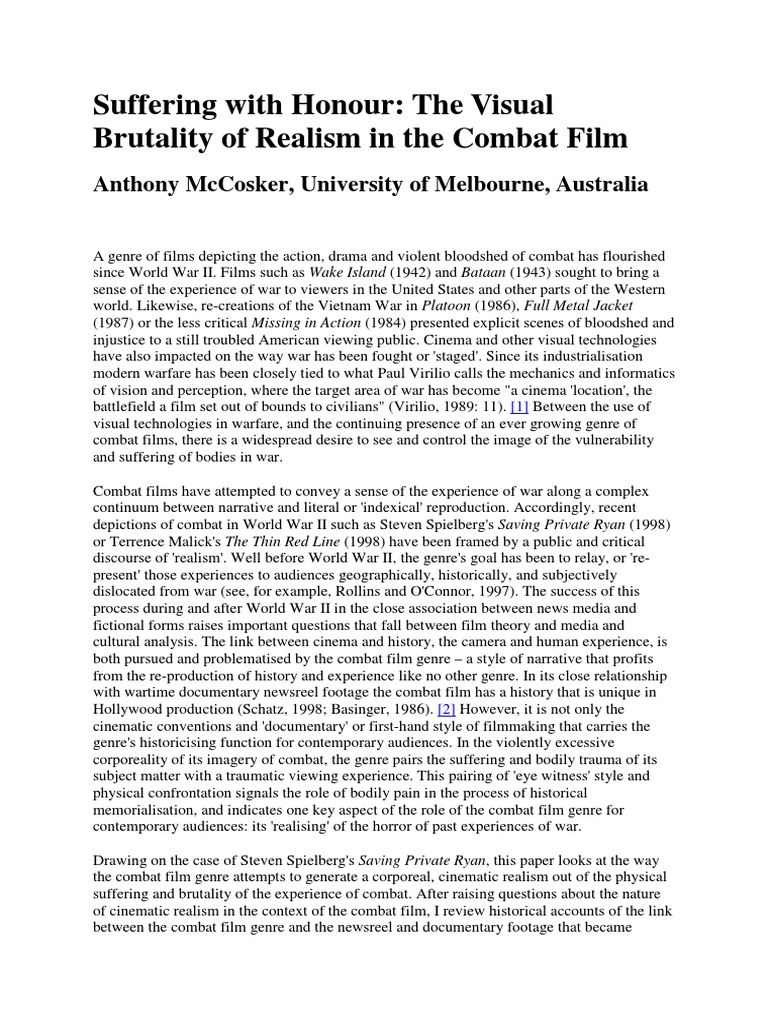 Suffering With Honour: The Visual Brutality of Realism in The Combat ...