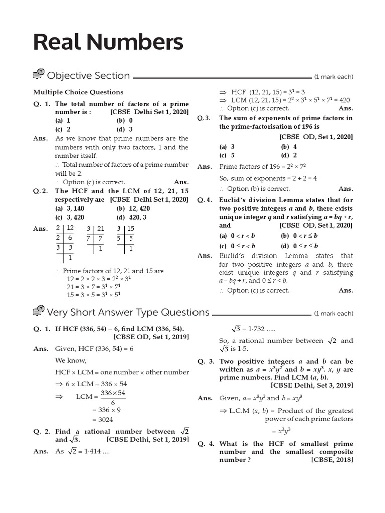 Analysis of Real Numbers: Prime Factors, HCF, LCM and Rational ...