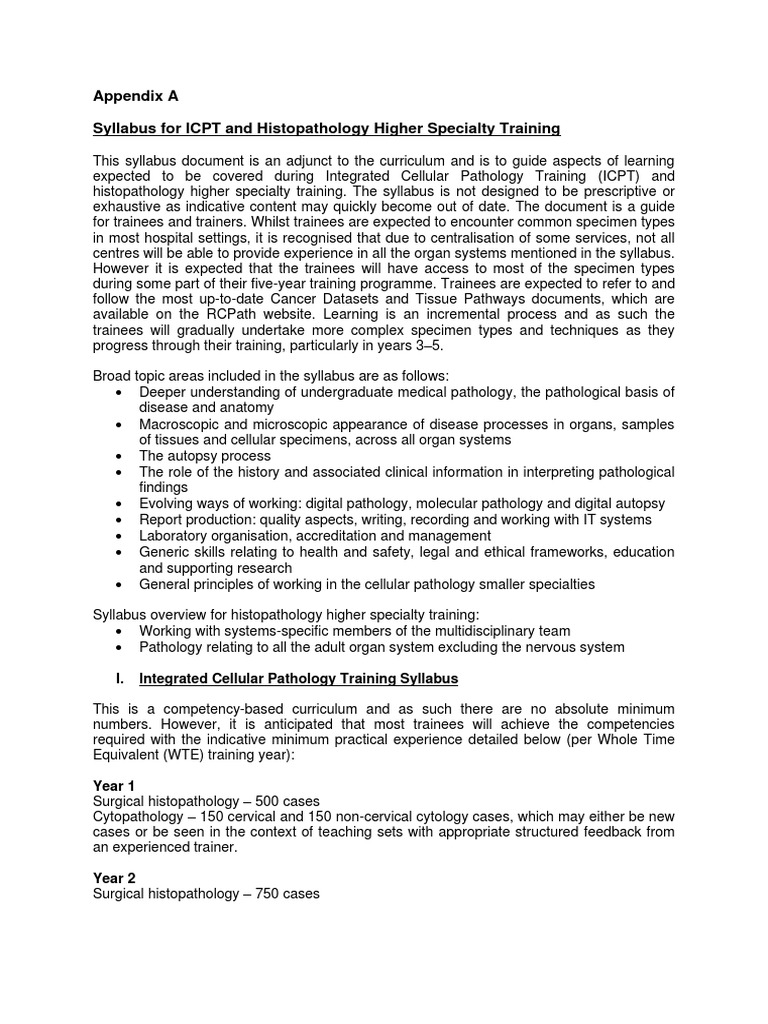Histopathology Training Syllabus | PDF | Pathology | Autopsy