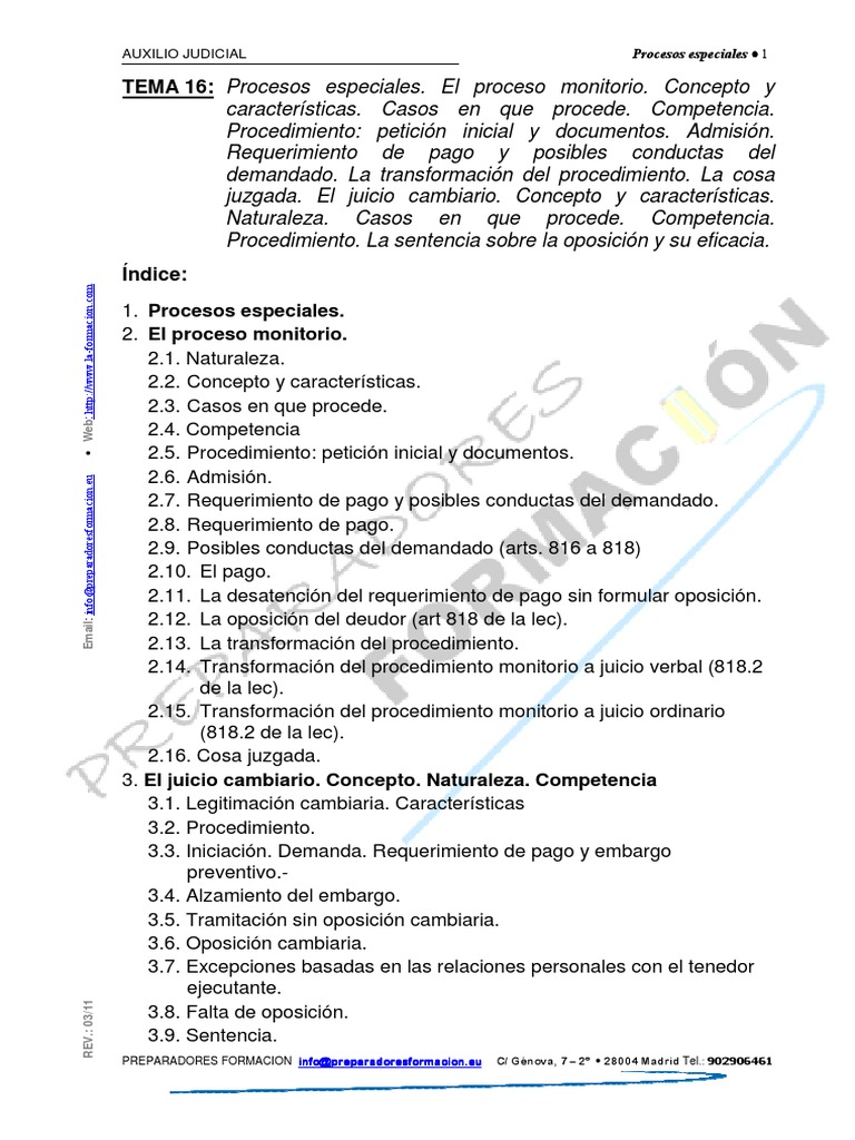 Procesos Especiales | PDF | Demanda judicial | Ley procesal