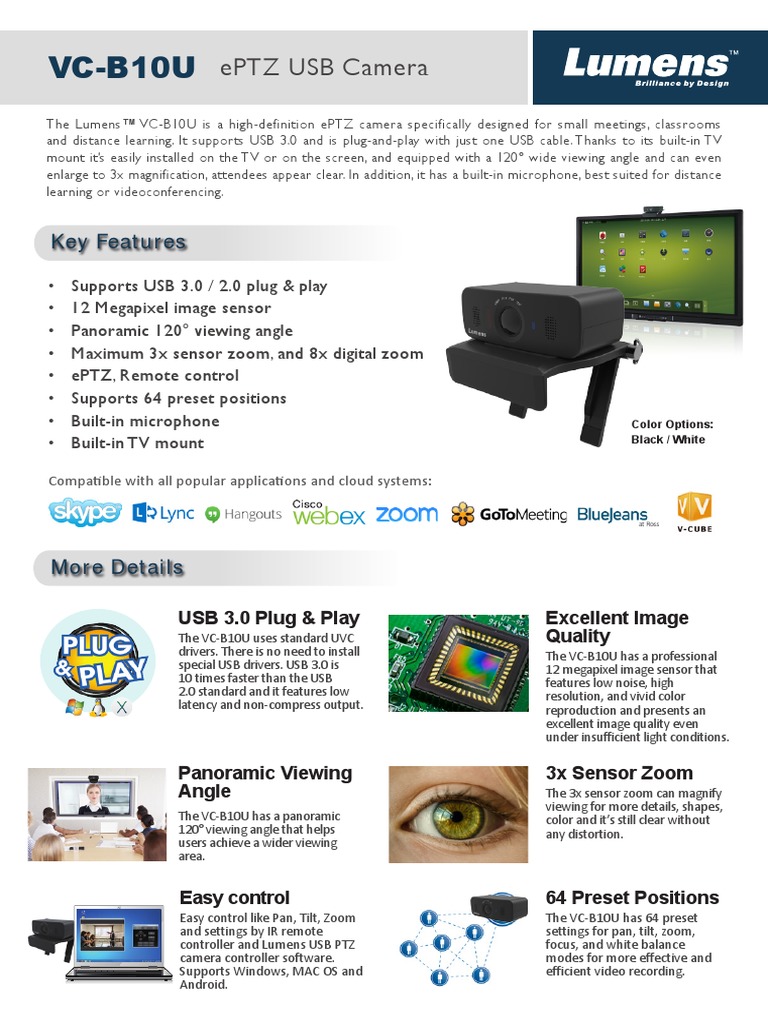 VC B10U - DataSheet - English (LEI) 2018 0723 | PDF | Digital Zoom | Usb