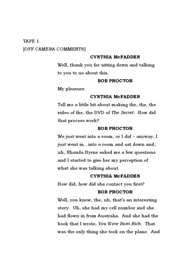 Microsoft Word - Proctor Transcript | PDF | Thought | Cancer