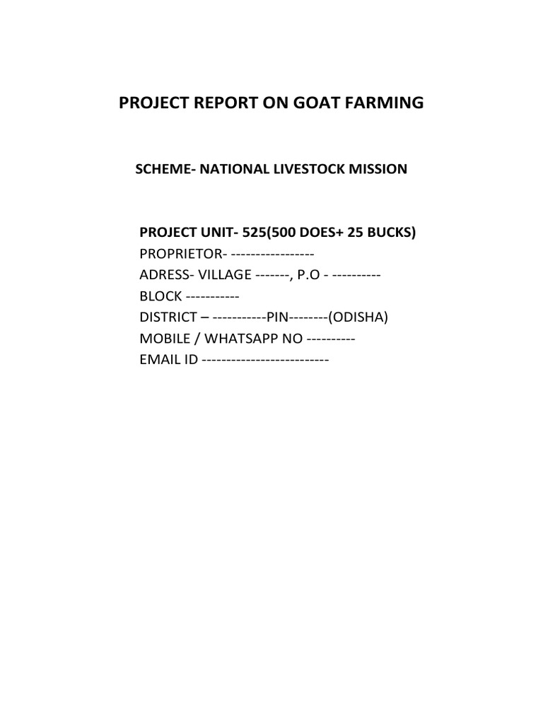 Project Report On Goat Farming | PDF | Meat | Goat