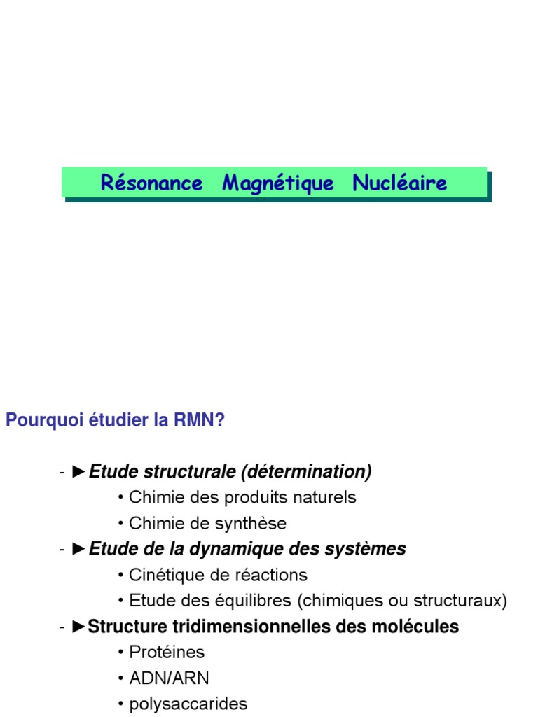 Introduction à la Résonance Magnétique Nucléaire | PDF | Résonance ...