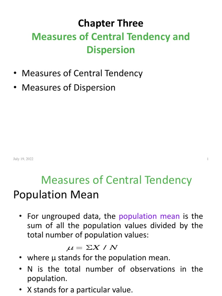 Measures of Central Tendency and Dispersion: Chapter Three | Download ...