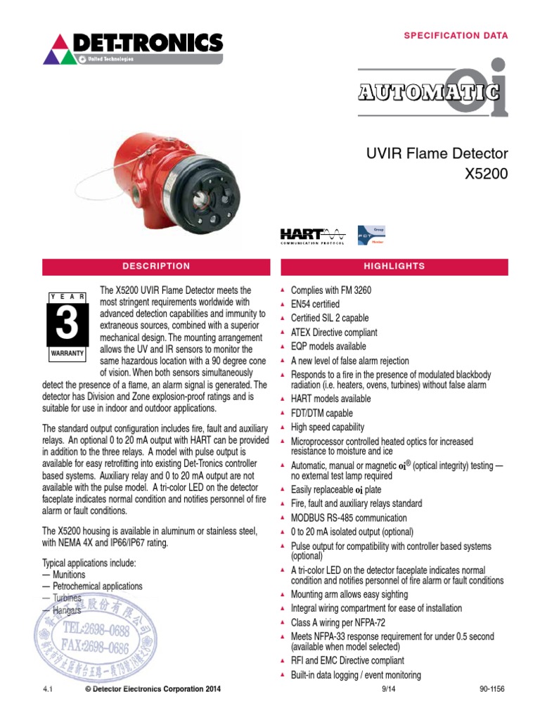 Det Tronics - X5200 UV IR HC | PDF | Relay | Electrical Engineering