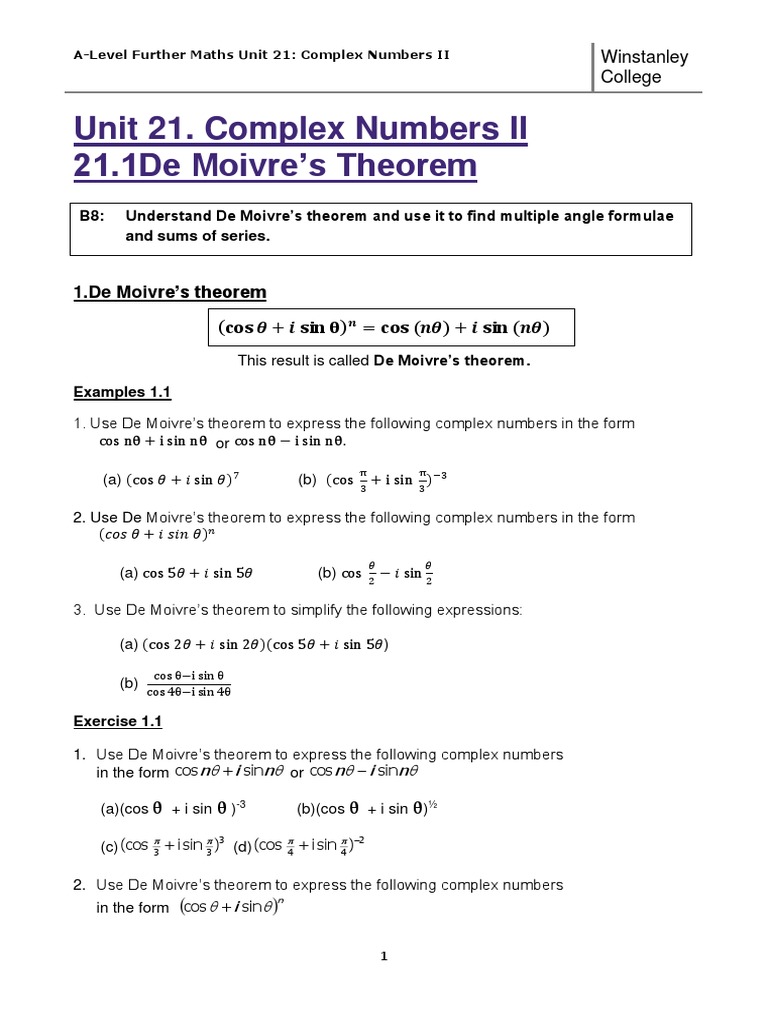 Complex Numbers II | PDF | Sine | Trigonometric Functions
