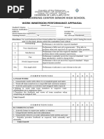 Work Immersion Evaluation Form | PDF | Change | Applied Psychology