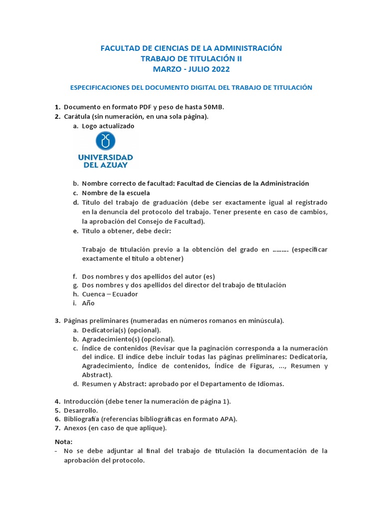 Lineamientos Formato TT | PDF