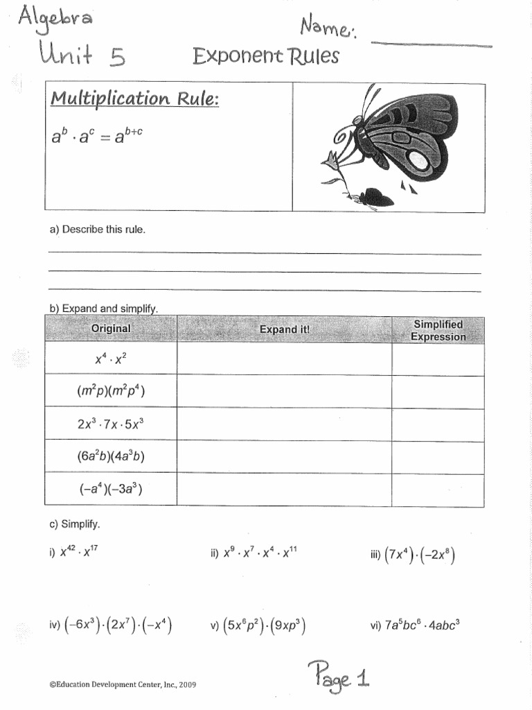 Exponents Packet | PDF