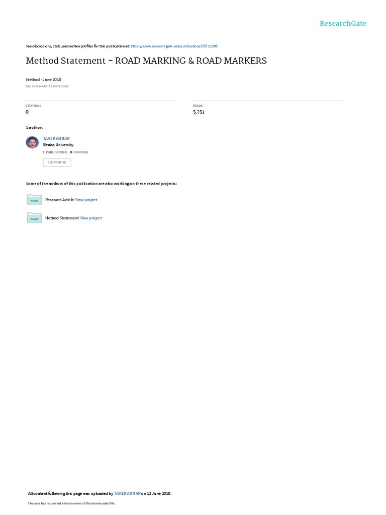 Method Statement - Road Marking & Road Markers: June 2018 | PDF | Paint ...