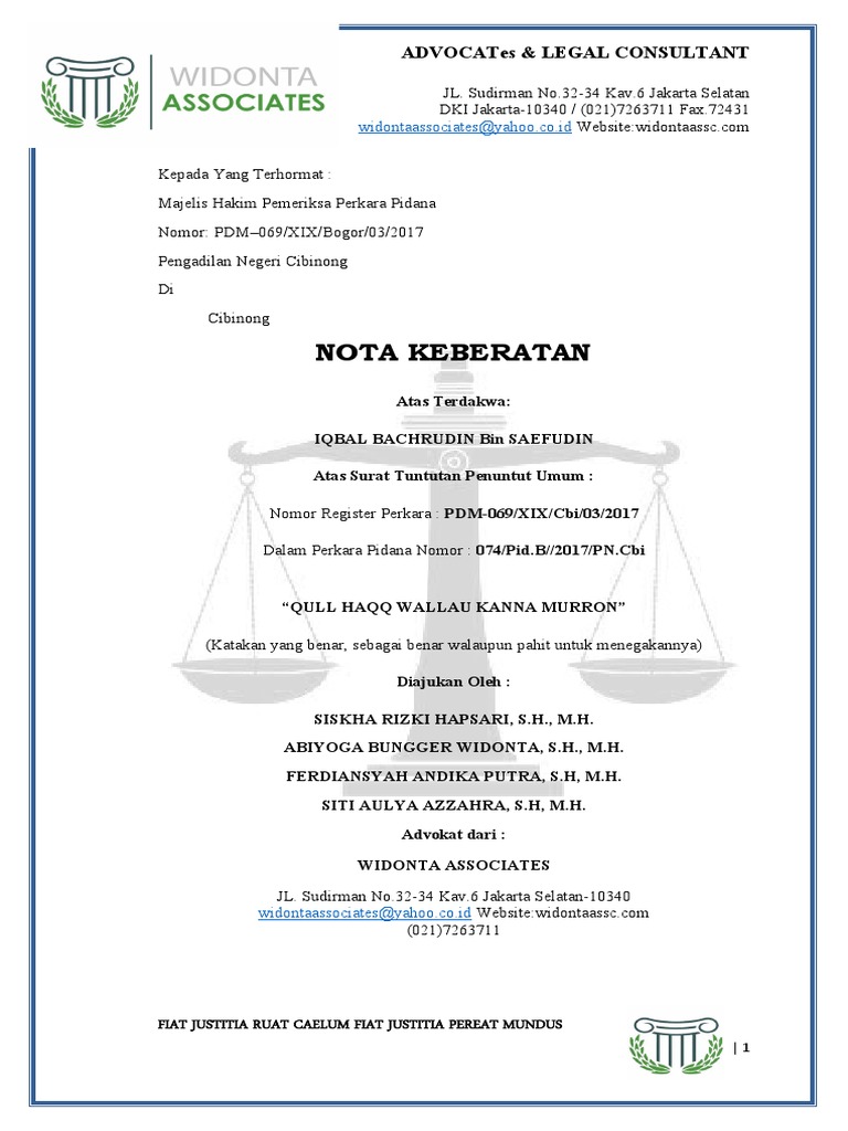 Eksepsi Nota Keberatan | PDF | Politik | Hukum