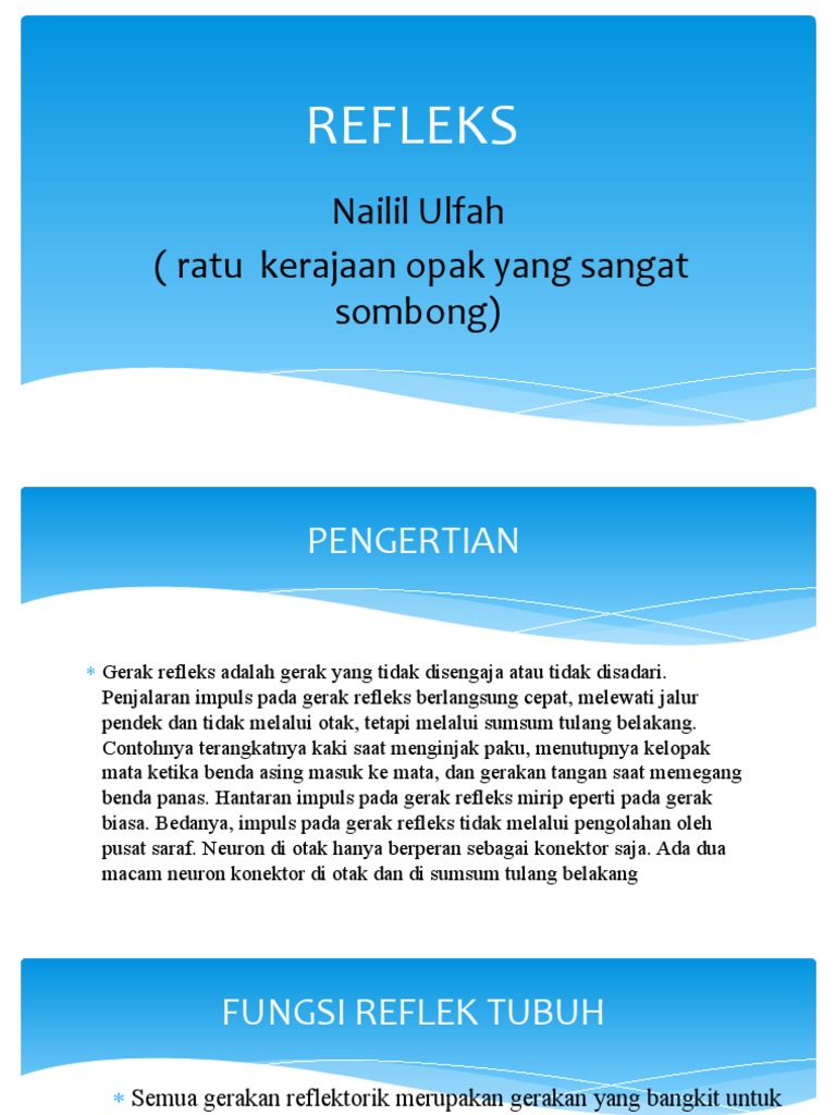 Pengertian dan Jenis Refleks Manusia | PDF | Pengembangan Diri ...
