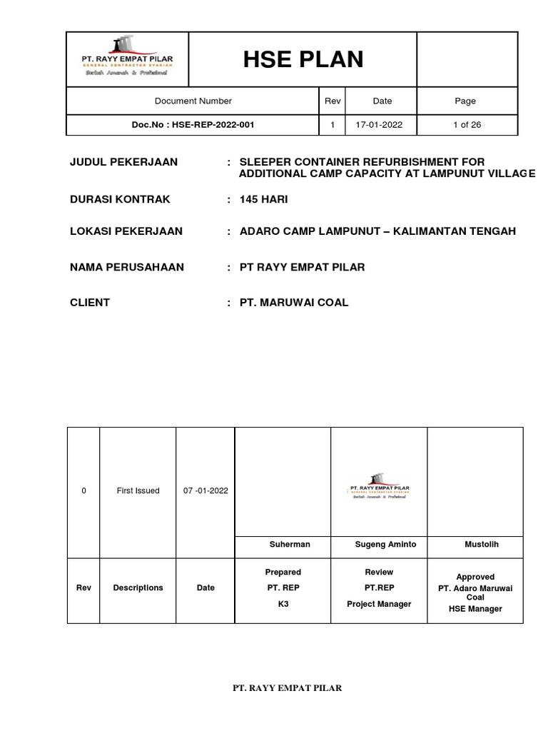 HSE Plan - Rev1 | PDF
