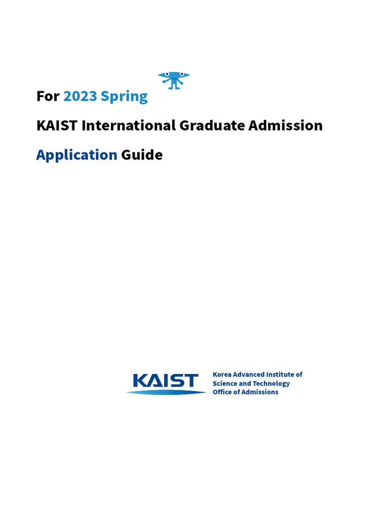 KAIST International Graduate Application Guide For The 2023 Spring Admission | PDF | Academic ...