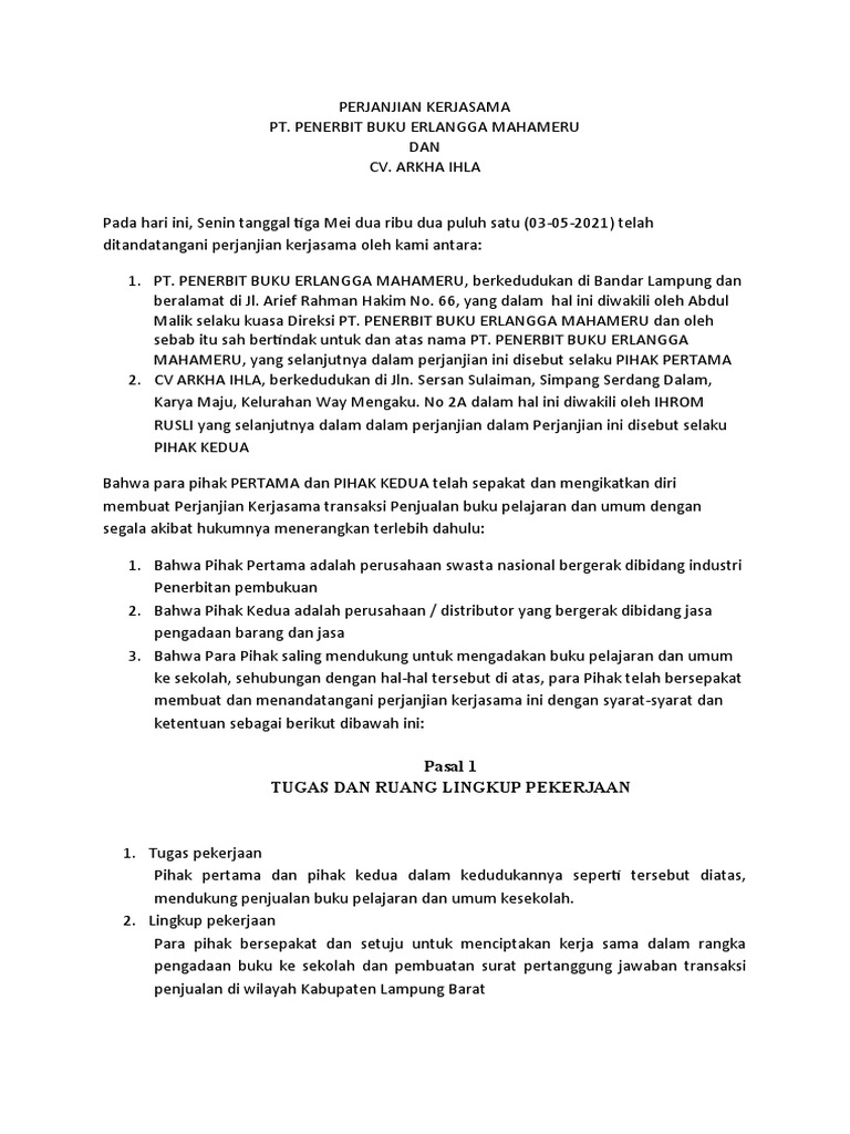Format SPK Dengan (CV) Rekanan | PDF