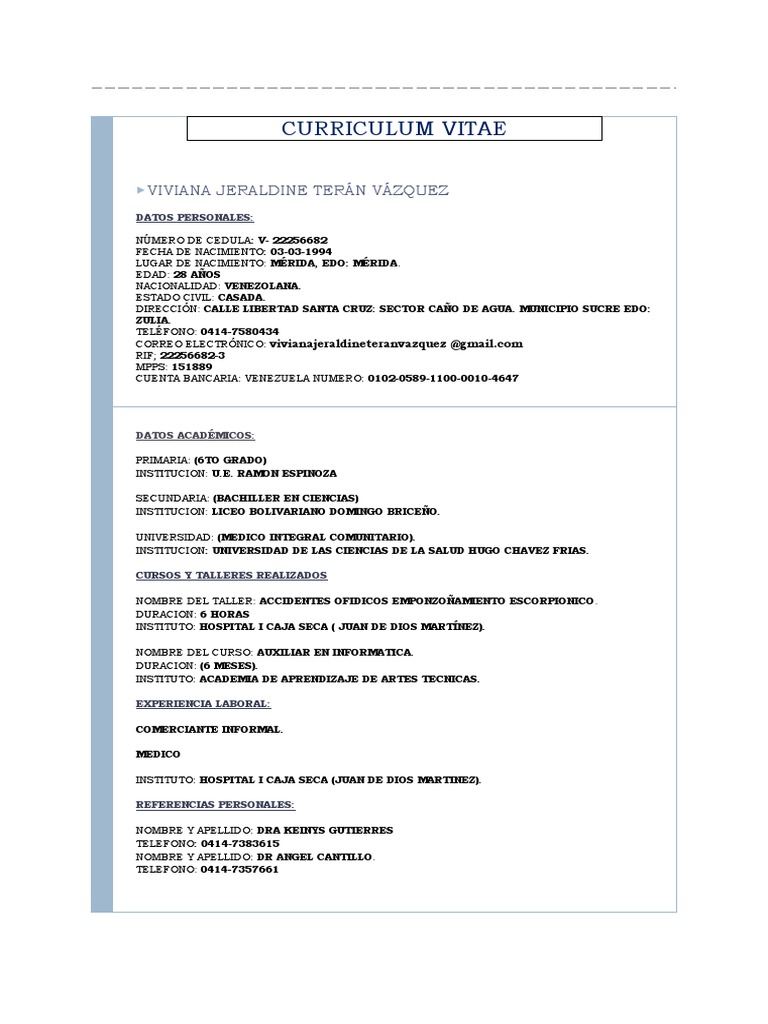 Curriculum Vitae Viviana | PDF