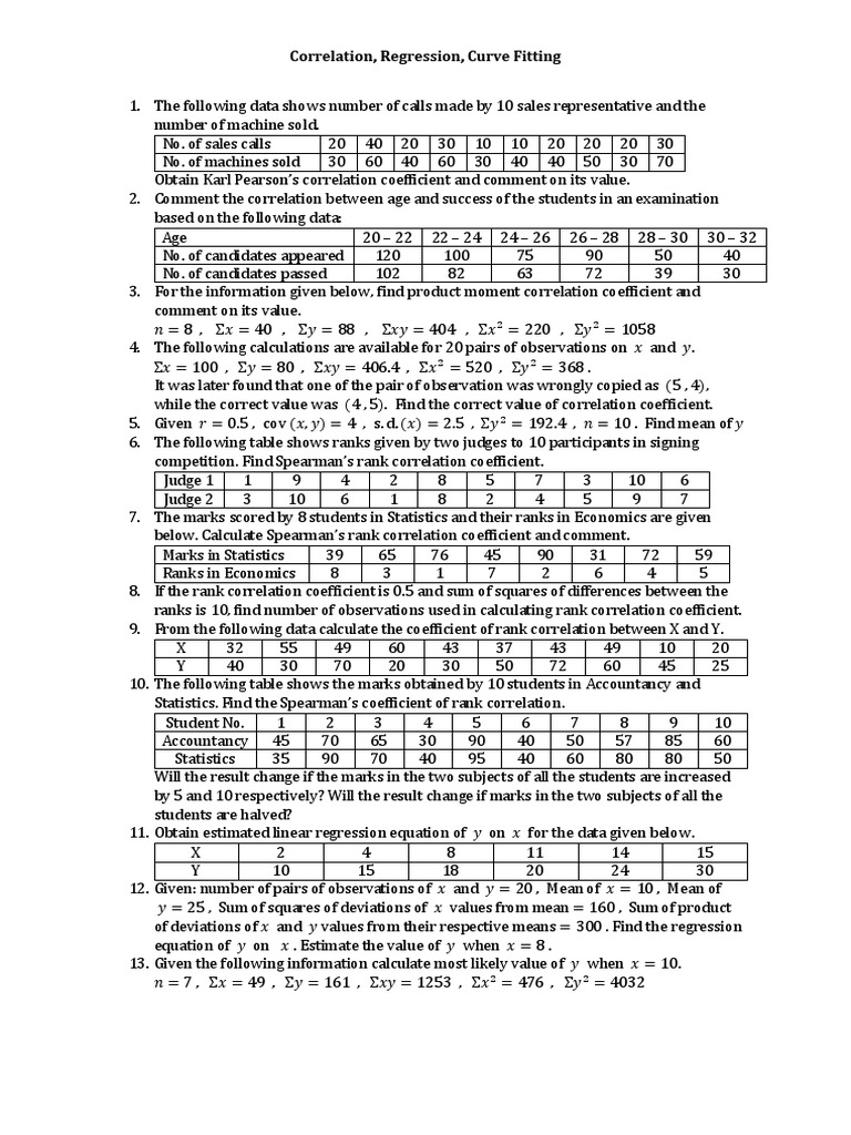Correlation Regression Curve Fitting-1 | PDF | Regression Analysis | Statistics